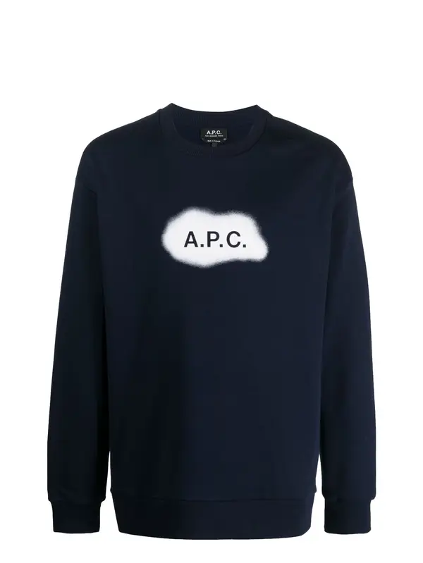 A.p.c. Logo-print Cotton Sweatshirt - Blue