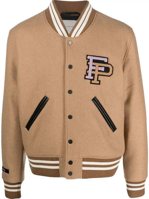 Filling Pieces Logo-patch Bomber Jacket - Brown