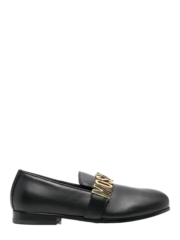 Moschino Logo-plaque Leather Loafers - Black
