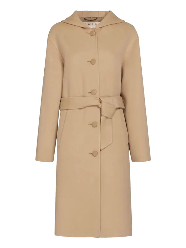 Marni Belted Hooded Coat - Neutrals