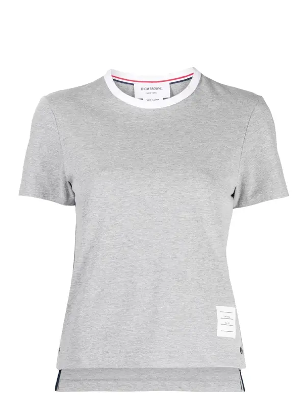 Thom Browne Rwb-stripe Logo-patch T-shirt - Grey