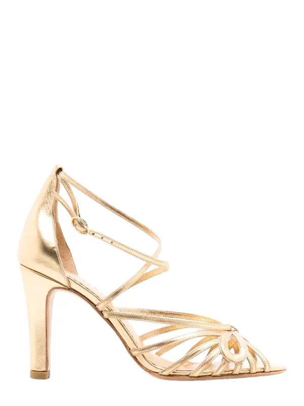 STUDIO CHOFAKIAN 75mm Miuccia Caged Leather Sandals - Gold