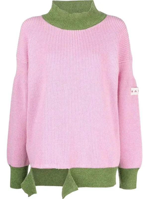Marni Asymmetric Ribbed Jumper - Pink