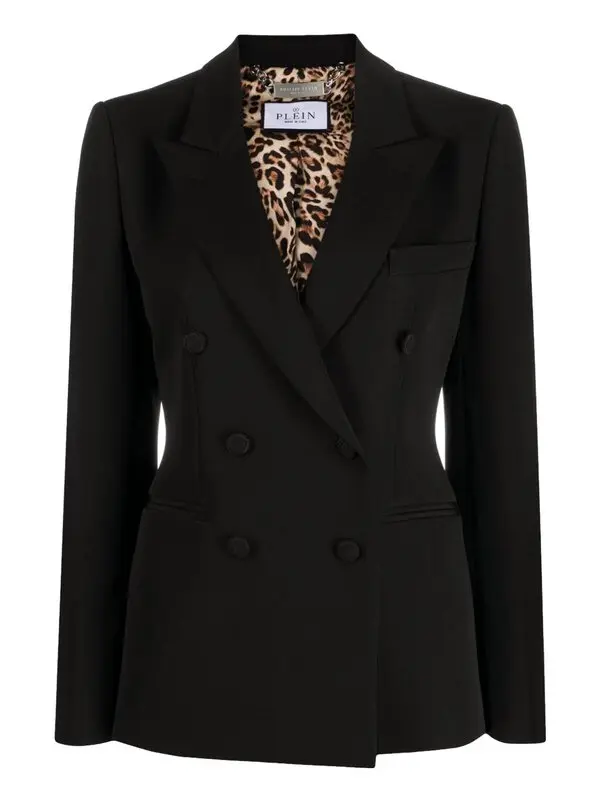 Philipp Plein Double-breasted Cady Blazer - Black