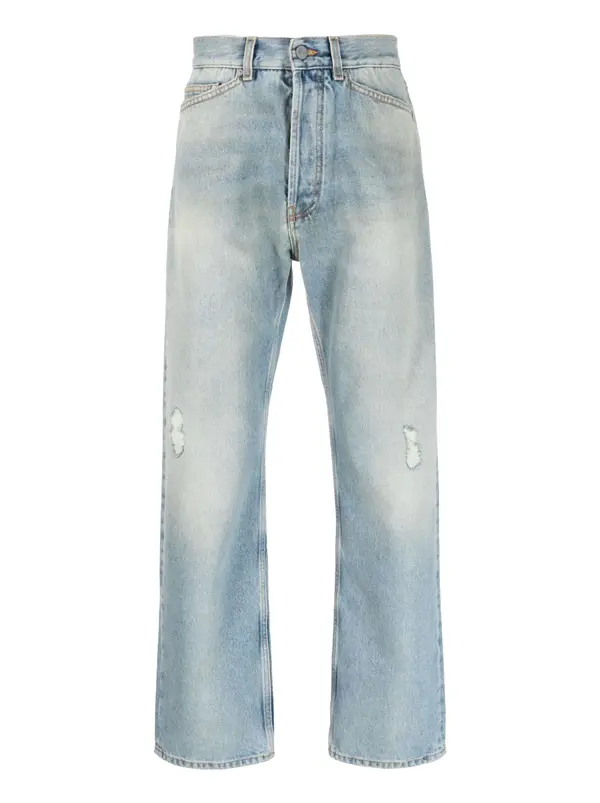 Palm Angels Distressed Straight-leg Jeans - Blue