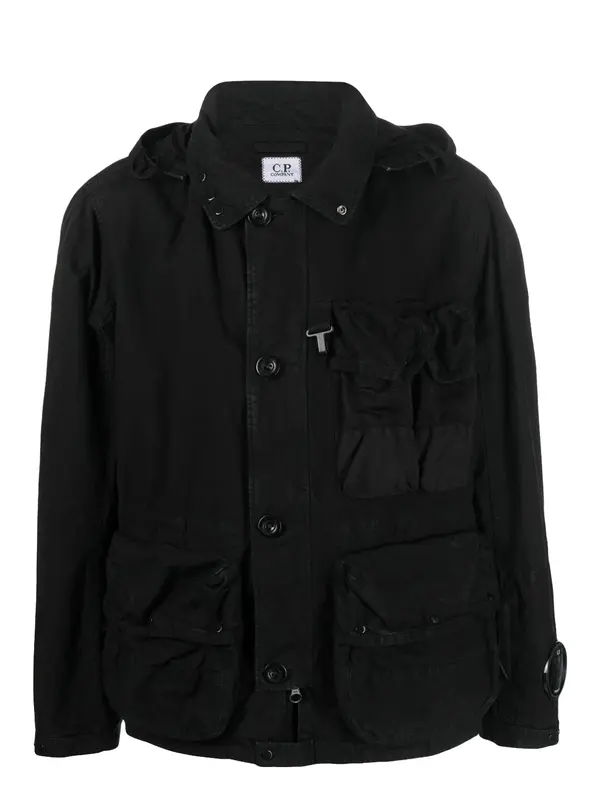 C.P. COMPANY Cargo-pocket Cotton Hooded Jacket - Black