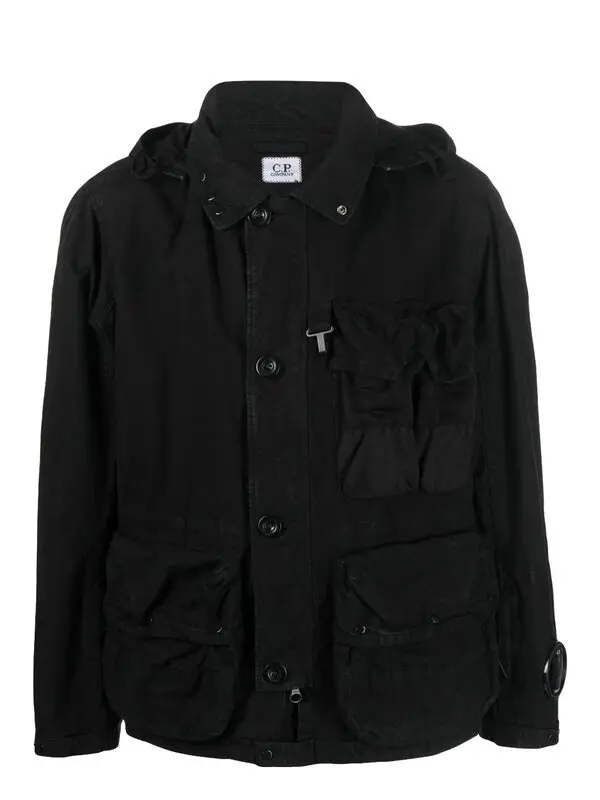 C.P. COMPANY Cargo-pocket Cotton Hooded Jacket - Black