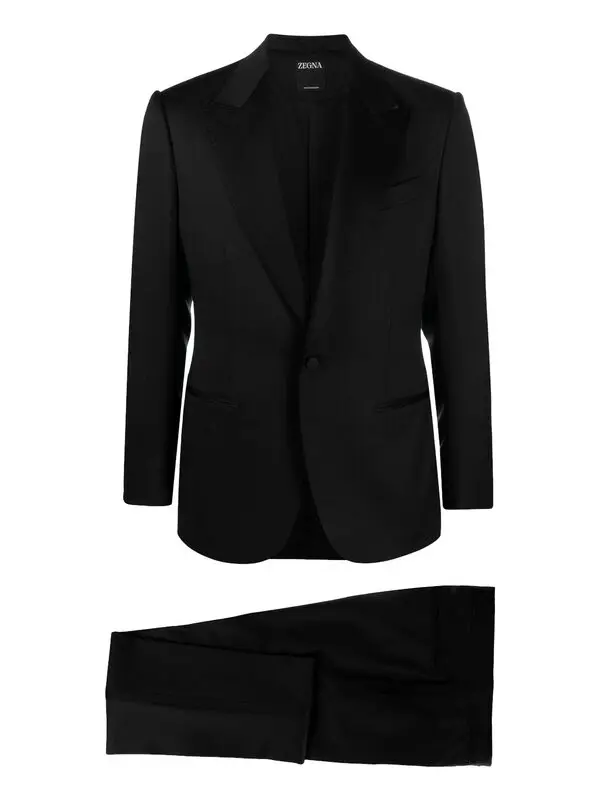 Zegna Single Breasted Wool Suit - Black