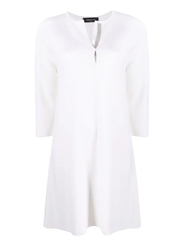 Fabiana Filippi Split-neck Wool Minidress - White
