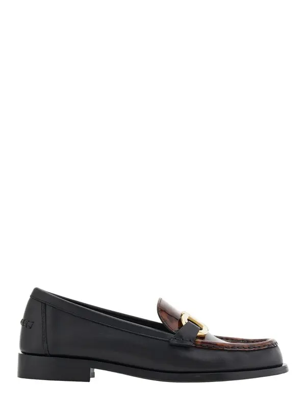 FERRAGAMO Moccasin With Gancini Ornament - Black