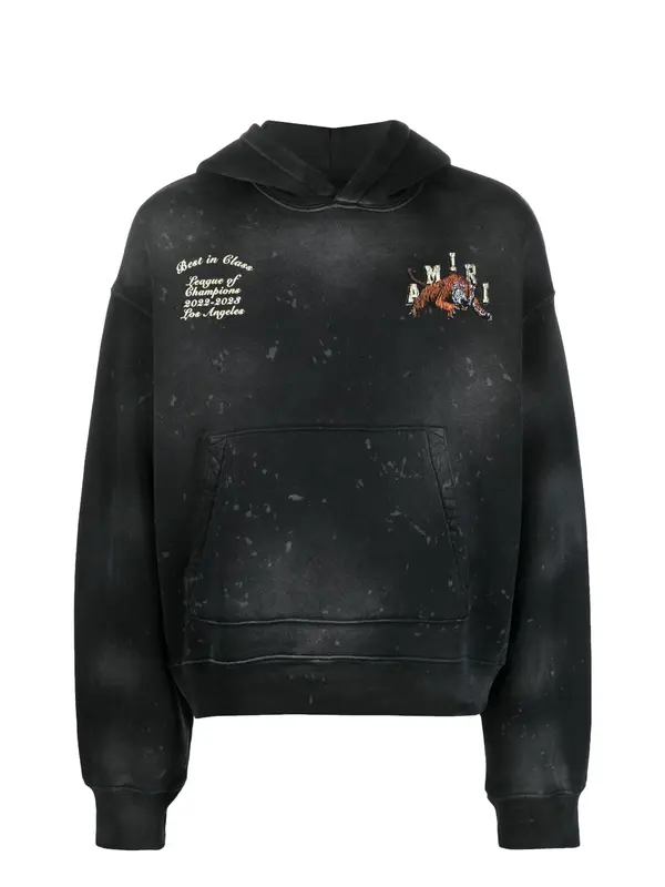 Amiri Vintage Tiger Rib-trimmed Hoodie - Black