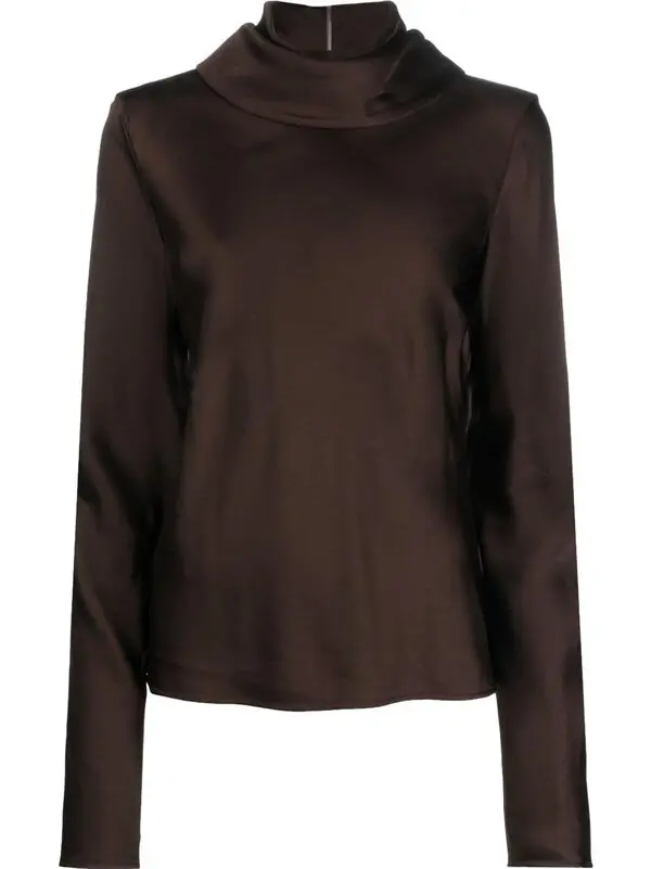 JIL SANDER Draped-neck Blouse - Brown