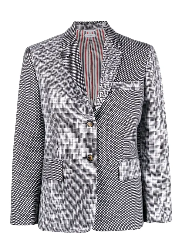 Thom Browne Mix-print Single-breasted Blazer - Black