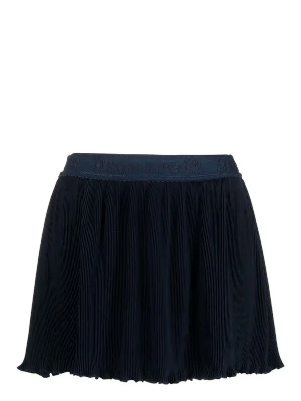 Dsquared2 Plissé Mini Skirt With Logo Waistband - Blue