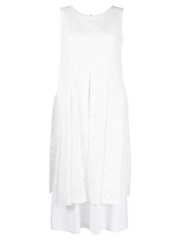 Comme Des Garçons Lace-overlay Midi Dress - White