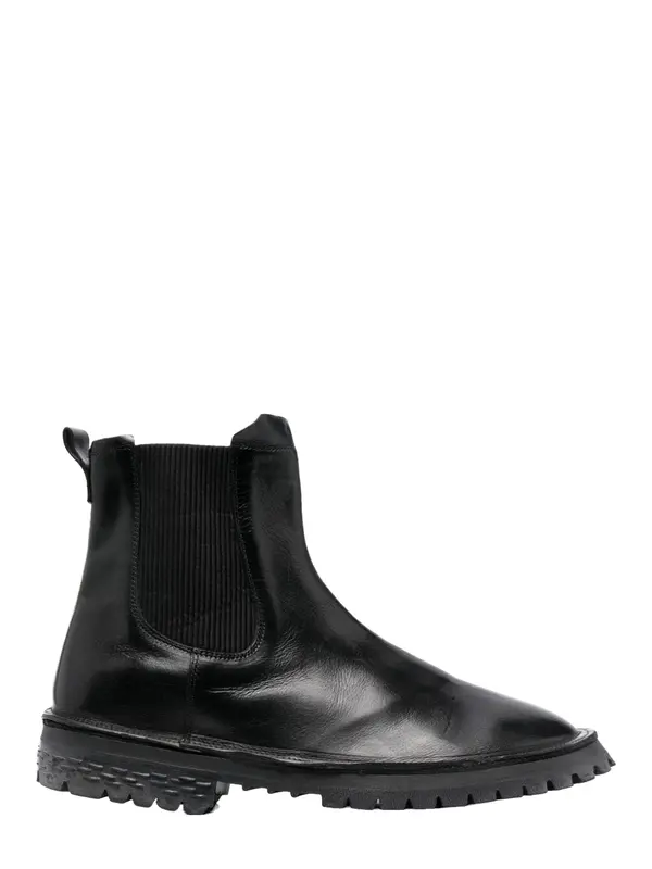 Moma Elasticated-side-panels Leather Boots - Black