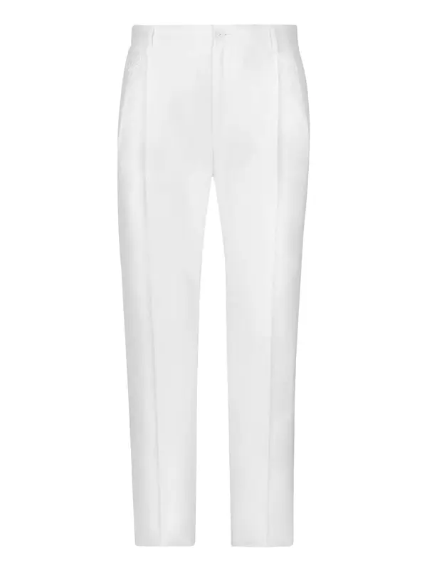 Dolce & Gabbana Pressed-crease Linen Trousers - White