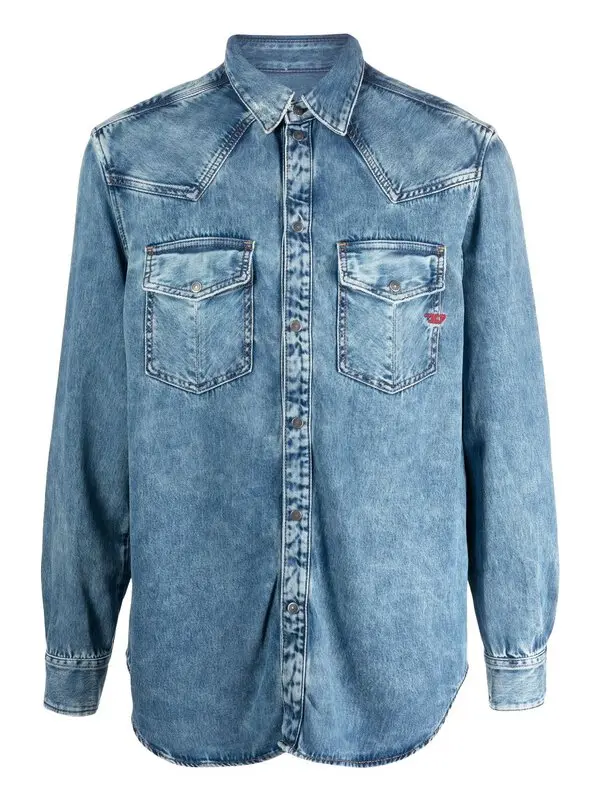 DIESEL® D-ocean Washed-denim Shirt - Blue