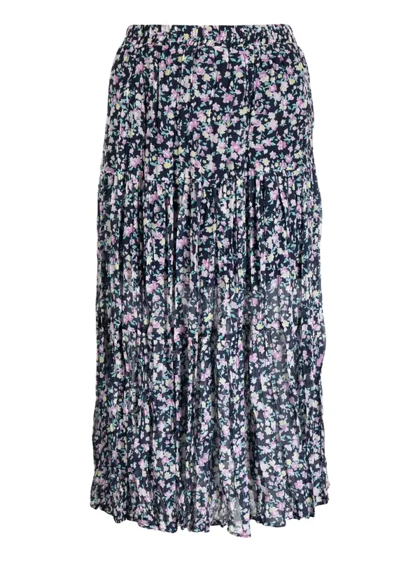 B+AB Floral-print Pleated Midi Skirt - Pink