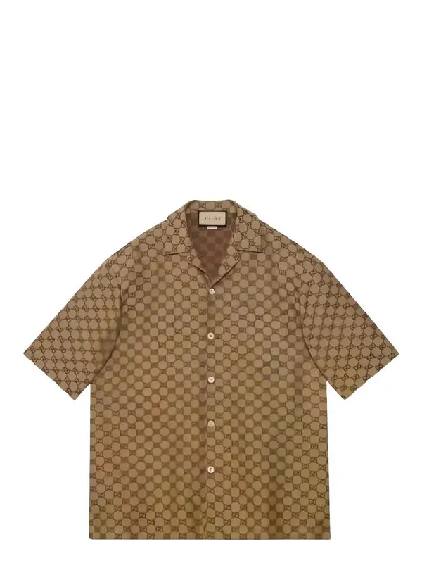 Gucci Gg Short-sleeved Linen Shirt - Brown