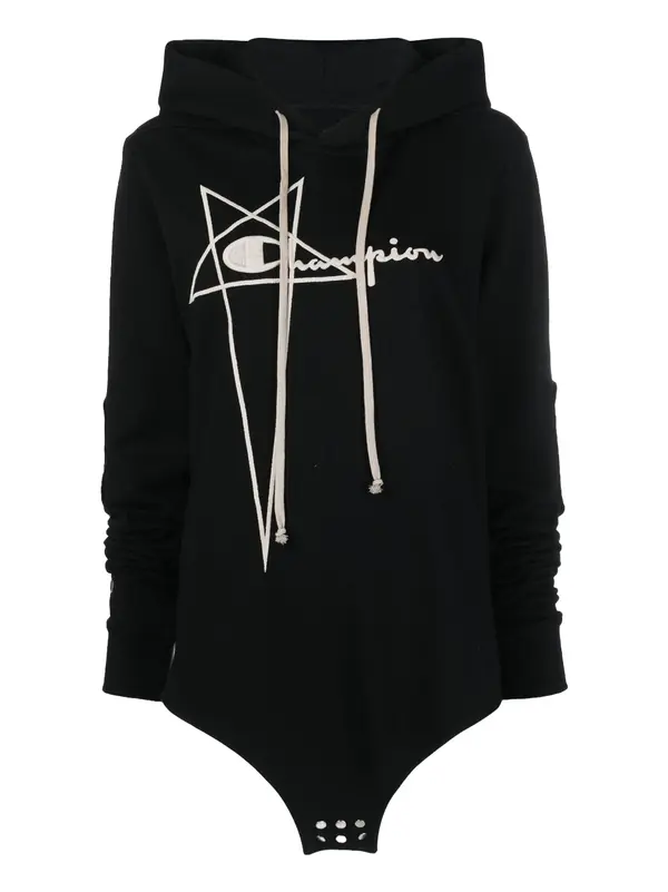 Rick Owens Logo-embroidered Hoodie - Black