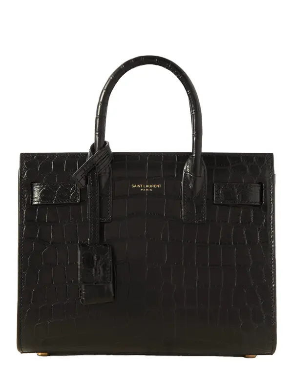 Saint Laurent Sac De Jour Nano Croc-effect Leather Tote - Black