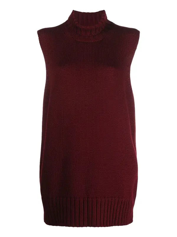 JIL SANDER Knitted High-neck Vest - Red