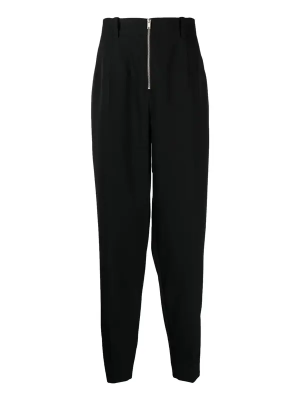 JIL SANDER Zip-fastening Wool Tapered Trousers - Black