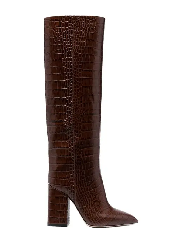 Paris Texas 100mm Crocodile-effect Leather Knee-high Boots - Brown