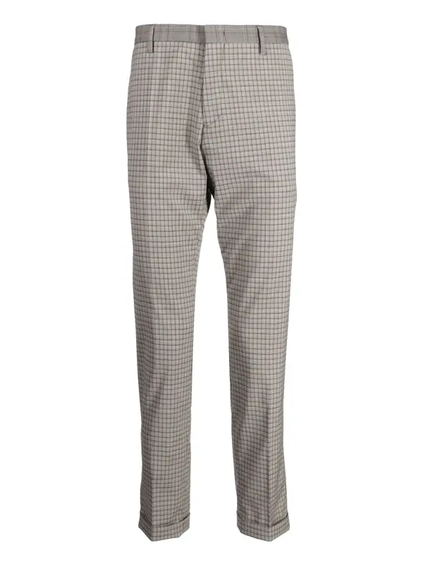 Paul Smith Check-pattern Stretch-wool Trousers - Brown
