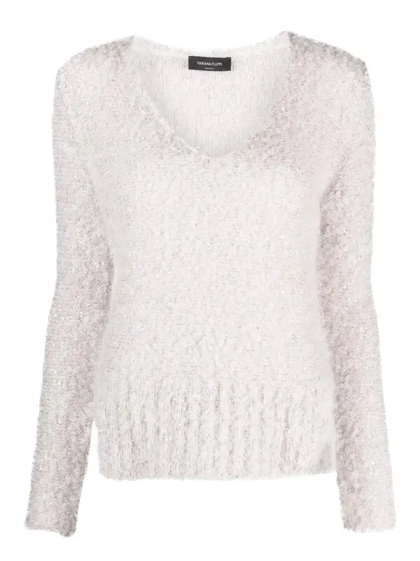 Fabiana Filippi V-neck Mohair-blend Jumper - Grey