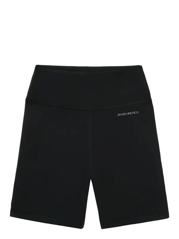 SPORTY & RICH Logo-print Biker Shorts - Black