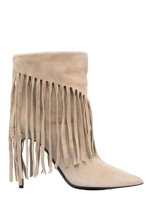 Pinko 120mm Fringe-detail Ankle Boots - Neutrals