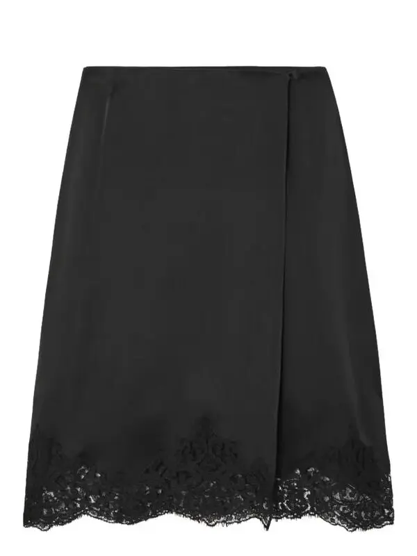 Stella McCartney Net Sustain Lace-trimmed Satin Skirt - Black