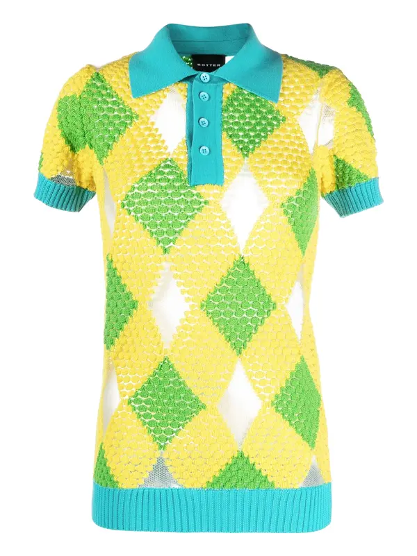 BOTTER Geometric Knitted Polo Shirt - Yellow