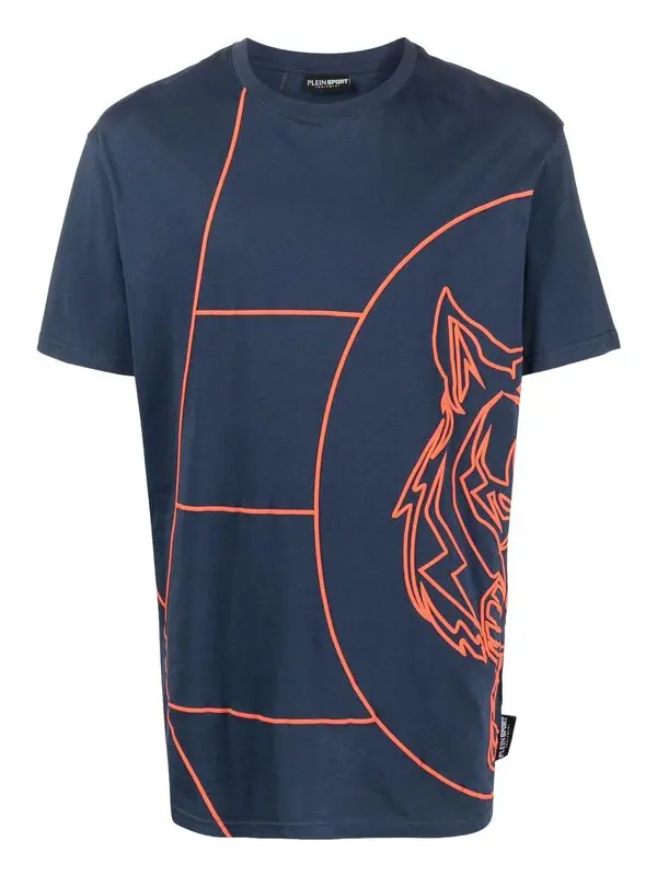 PLEIN SPORT Tiger Court-print Cotton T-shirt - Blue