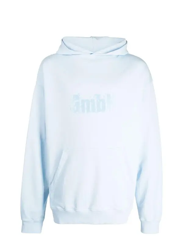 GMBH Logo-print Cotton Hoodie - Blue
