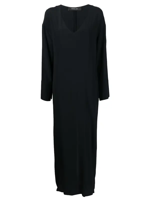 Federica Tosi Long V-neck Dress - Black