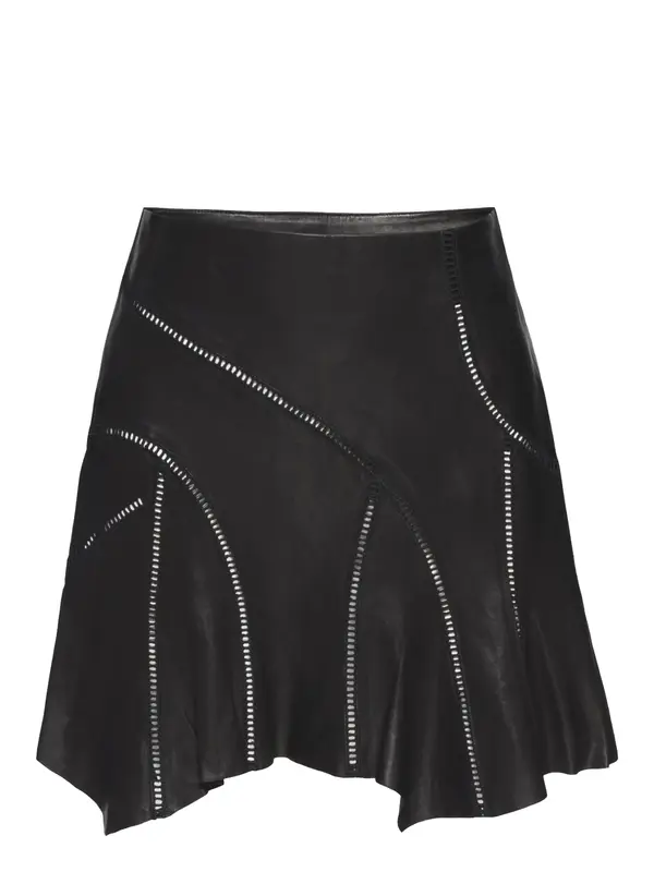 RtA Asymmetrical Leather Mini Skirt - Black