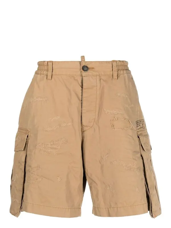 Dsquared2 Cargo Shorts With Distressed Effect - Neutrals