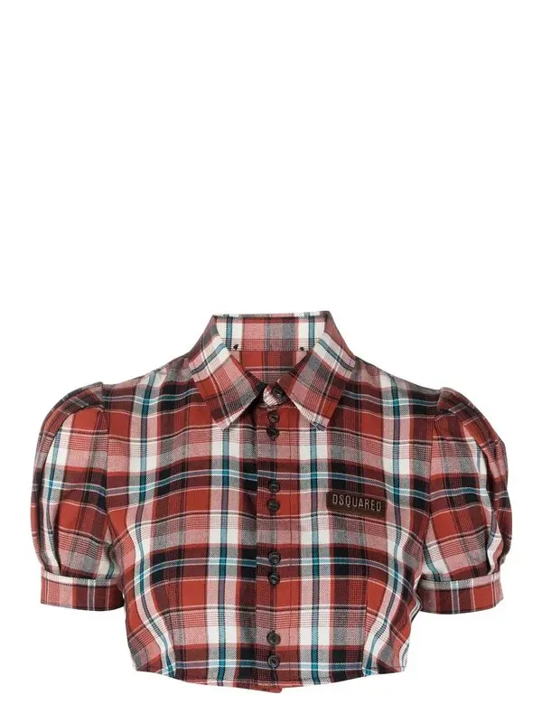 Dsquared2 Checked Puff-sleeve Shirt - Red