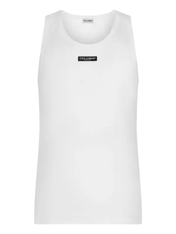 Dolce & Gabbana Logo-patch Tank Top - White