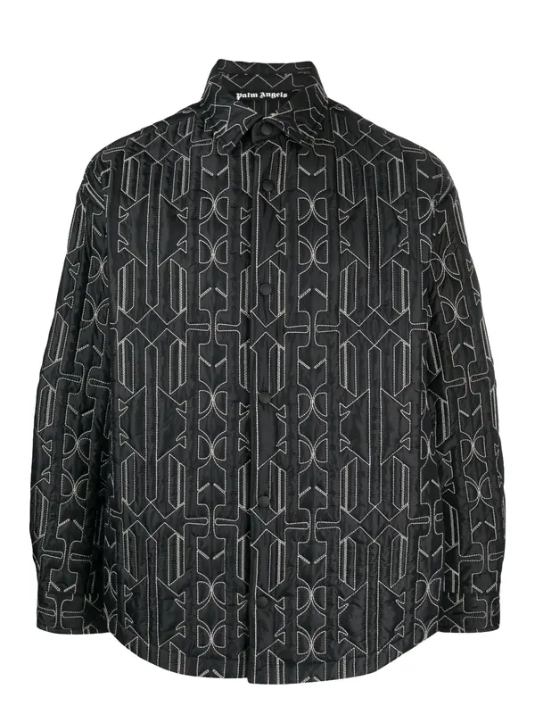 Palm Angels Monogram-quilted Shirt Jacket - Grey