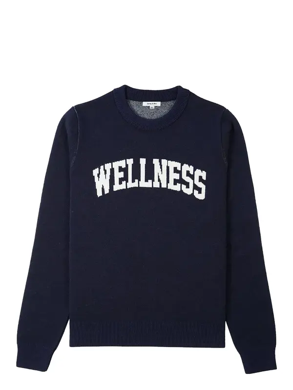 SPORTY & RICH Text-print Wool Jumper - Blue