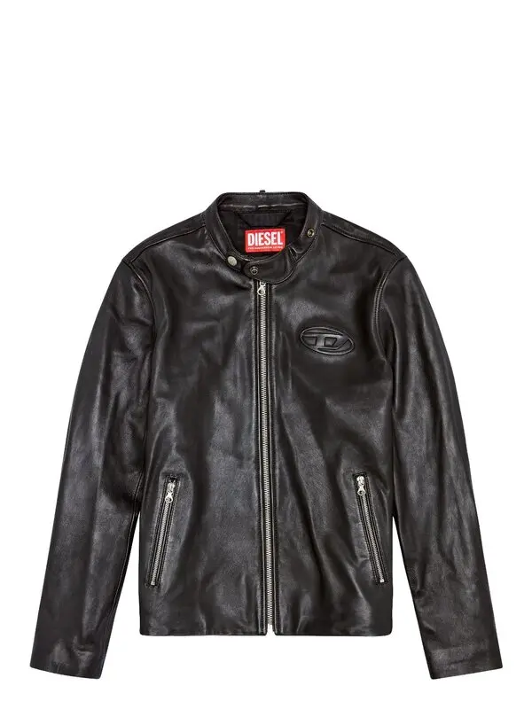 DIESEL® L-metalo Leather Biker Jacket - Black