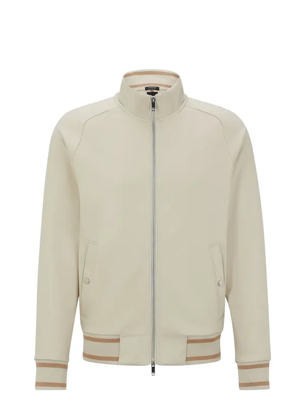 BOSS Striped T-smith Zip-up Sweatshirt - Beige