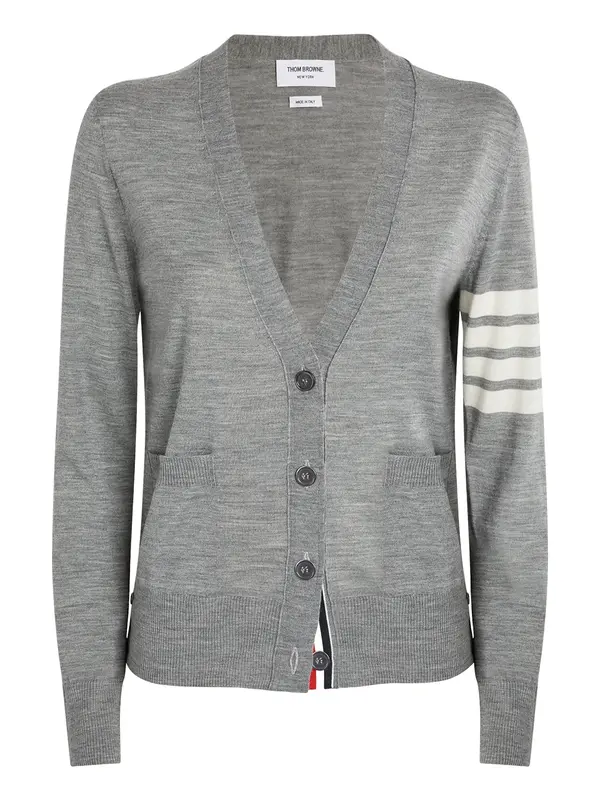 Thom Browne Wool 4-bar Stripe Cardigan - Grey