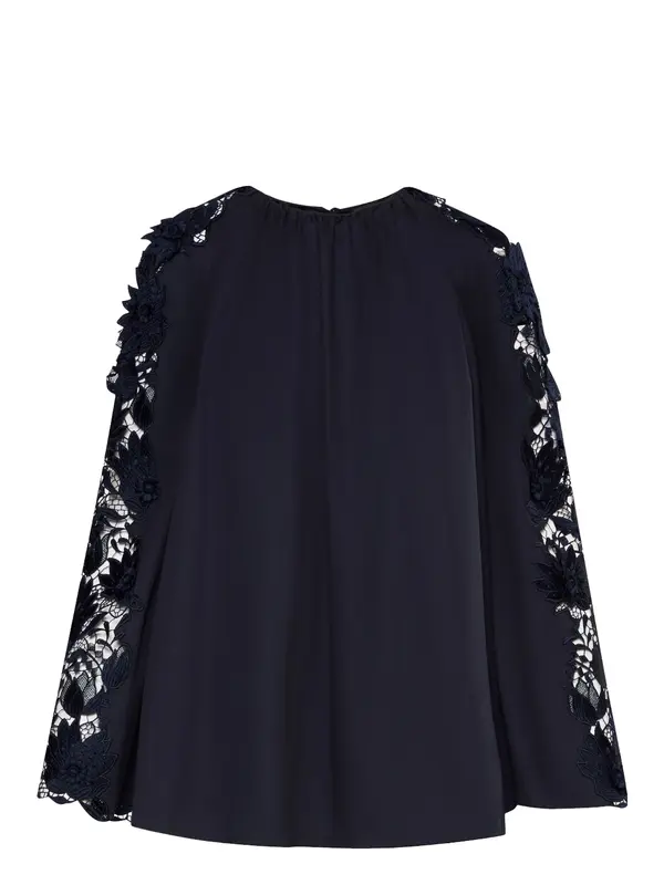 Oscar De La Renta Water Lily Guipure Lace Blouse - Blue