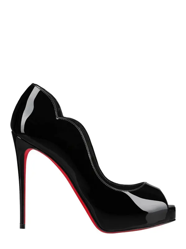 CHRISTIAN LOUBOUTIN Hot Chick Alta Patent Leather Peep Toe Pumps 120 - Black