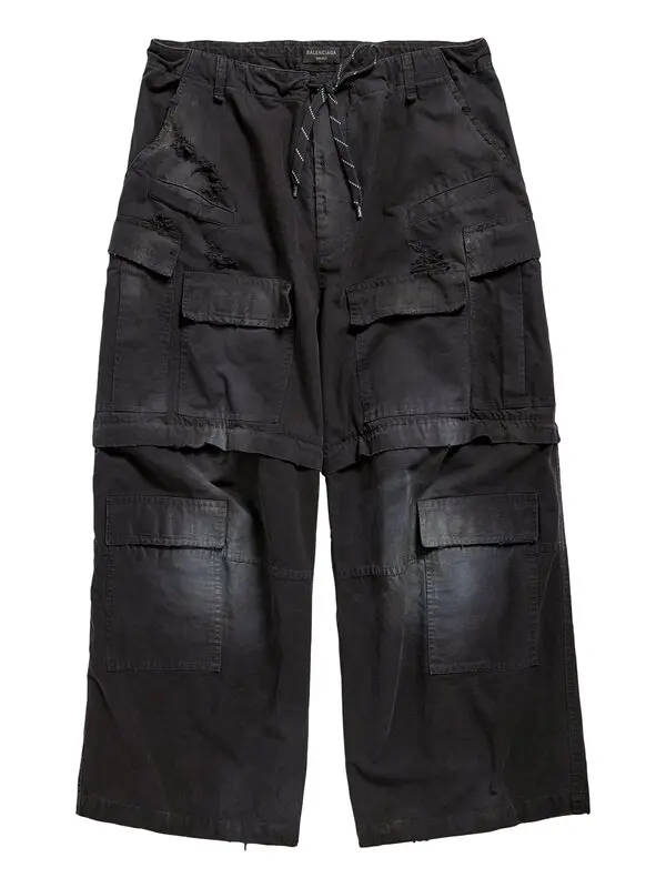 Balenciaga Distressed Cargo Trousers - Black
